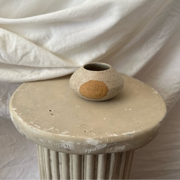 Accents | Handmade Speckled Clay Bud Vase With Sun Symbol | Poshmark